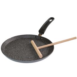 Stoneline Crepe Pfanne Induktion 25 cm, mit Besteck, beschichtet mit echten Steinpartikeln, grau, Pfannkuchen Pfanne, Pancake Pfanne, Palatschinken Pfanne und Crepepfanne