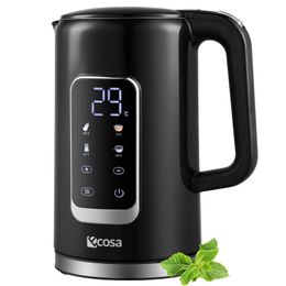 Ecosa Edelstahl Wasserkocher m. Temperatureinstellung 1.7L 2200W Schwarz