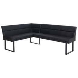 Eckbank MCW-O81, Esszimmerbank Bank, Kunstleder Metall 158x209cm ~ schwarz