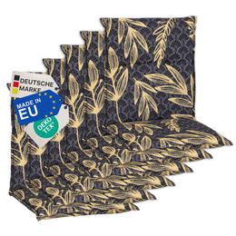 NYVI Gartenstuhl-Auflage Barcelona &ndash; Niedriglehnerauflage f&uuml;r Gartenst&uuml;hle Anzahl:6er Set;Dessin:Goldene Bl&auml;tter