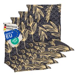 NYVI Gartenstuhl-Auflage Barcelona &ndash; Niedriglehnerauflage f&uuml;r Gartenst&uuml;hle Anzahl:4er Set;Dessin:Goldene Bl&auml;tter