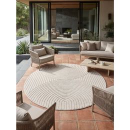 KADIMA DESIGN Outdoor-Teppich Skandinavische 3D-B&ouml;gen Creme 120x120 cm Wetterfest