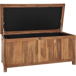 CLP Auflagenbox aus Teakholz mit Gasdruckfeder-Deckel und gro&szlig;em Stauraum Novena, robuste Gartenbox f&uuml;r Kissen und Gartenaccessoires