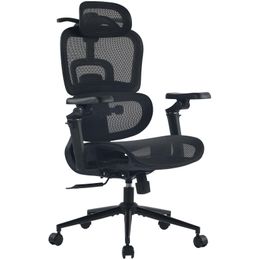 CLP B&uuml;rostuhl ergonomisch mit Kopfst&uuml;tze Jenson, Schreibtischstuhl h&ouml;henverstellbar Lehne bis 135&deg; neigbar Lordosenst&uuml;tze, Drehstuhl bis 150 kg