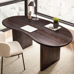 Schreibtisch FineBuy Computertisch 180 cm Massivholz B&uuml;rotisch Nierenform