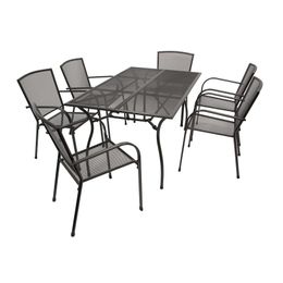 DEGAMO Garnitur CLASSIC 7-teilig, Streckmetall anthrazit (Tisch 90x150cm)