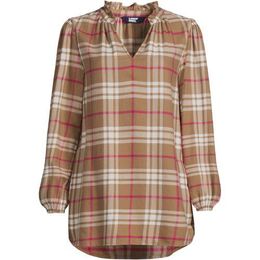LANDS' END Hemdbluse aus Flanell mit R&uuml;schenkragen f&uuml;r Damen, Damen, size: regular, Beige, Viskose/Baumwoll-Mischung/Viskose-Mischung, by Lands' End