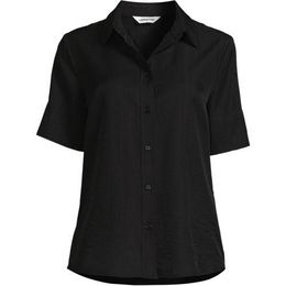 LANDS' END Kurz&auml;rmelige Ready to Go Bluse, Damen, size: regular, Schwarz, Nylon/Viskose, by Lands' End