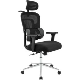 CLP B&uuml;rostuhl ergonomisch mit Kopfst&uuml;tze Lothenda, Schreibtischstuhl h&ouml;henverstellbar Lordosenst&uuml;tze 3D-Armlehnen, Drehstuhl bis 150 kg