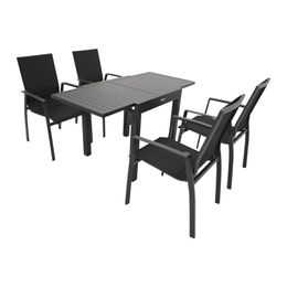 DEGAMO Garnitur ALCUDIA 5-teilig, Aluminium anthrazit + Kunstgewebe schwarz
