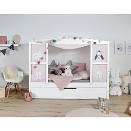 Ticaa Hausbett mit Bettkasten "Amelie" Kiefer Wei&szlig;