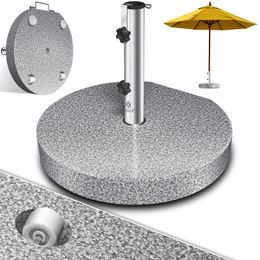 Kesser&reg; Granit Sonnenschirmst&auml;nder mit Edelstahlrohr, Hochwertiger Schirmst&auml;nder Sockel 30KG - f&uuml;r Schirmst&ouml;cke bis 16-48 mm, Inkl. Transport Griff Garten Balkonschirmst&auml;nder