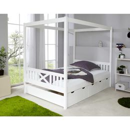 Ticaa Himmelbett Lino Kiefer Wei&szlig; 140x200