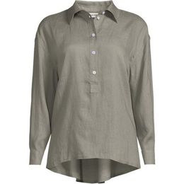 LANDS' END Premium Reinleinen-Schlupfbluse, Damen, size: regular, Gr&uuml;n, Leinen, by Lands' End