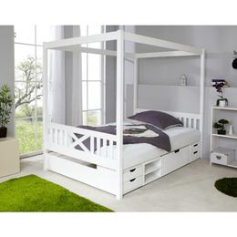 Ticaa Himmelbett Lino Kiefer Wei&szlig; 140x200