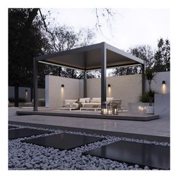 Weide Deluxe Plus Elektrisch Pavillon Terrassen&uuml;berdachung Alu Led 4 X 4 M