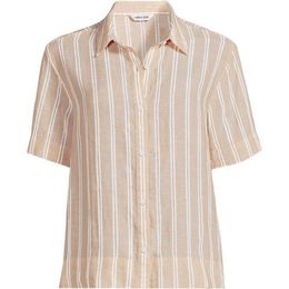LANDS' END Premium Reinleinen-Hemd mit kurzen &Auml;rmeln f&uuml;r Damen, Damen, size: regular, Elfenbein, Leinen, by Lands' End