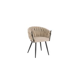 Home Deluxe Esszimmerstuhl gewebt AYLA - 2er Set Dunkelgrau