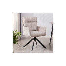 Home Deluxe Esszimmerstuhl mit Armlehne ALUNA Chenille - 10er Set Beige