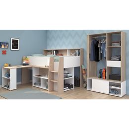 Parisot Kinderzimmer Set 2-tlg. "Lucas 11" Wei&szlig; / Japanische Eiche
