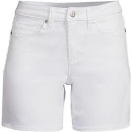 LANDS' END Wei&szlig;e Jeansshorts Mid Waist 16 cm f&uuml;r Damen in Petite-Gr&ouml;&szlig;e, Damen, size: petite, Wei&szlig;, Elasthan/Baumwoll-Mischung/Viskose-Mischung, by Lands' End