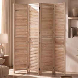 Paravent MCW-C30b, Raumteiler Trennwand Sichtschutz, Vintage Paulownia Holz 180x161cm ~ natur