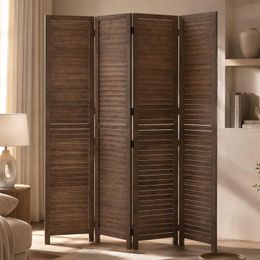 Paravent MCW-C30b, Raumteiler Trennwand Sichtschutz, Vintage Paulownia Holz 180x161cm ~ braun
