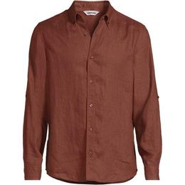 LANDS' END Hemd aus reinem Leinen mit Roll&auml;rmeln f&uuml;r Herren, Herren, size: regular, Braun, Leinen, by Lands' End
