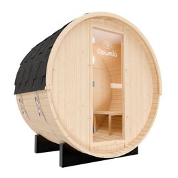 Dewello&reg; Outdoor Fasssauna Bay, ca. 200x135x200cm, 3 Personen, Fichte, 4,5 kW Ofen + Zubeh&ouml;r Gartensauna, Au&szlig;ensauna