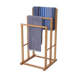Handtuchhalter MCW-B18, Badezimmer Handtuchst&auml;nder freistehend, Bambus 82x42x42cm