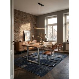 KADIMA DESIGN Esstisch Massivholz Metall Trapezgestell Baumkante Rechteckig, Akazie 120x60x76 cm