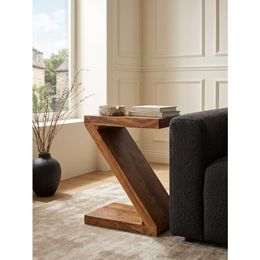 KADIMA DESIGN Beistelltisch Massivholz Z Cube Landhausstil Design MUMBAI, Dunkelbraun 30x44x59 cm