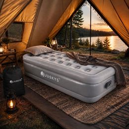 Juskys Luftmatratze Sapri M in Grau / Anthrazit - 1 Personen Luftbett selbstaufblasend mit Pumpe