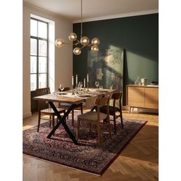 KADIMA DESIGN Esstisch Massivholz Metall X-Gestell Baumkante Rechteckig, Akazie 120x60x76 cm