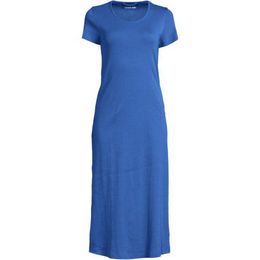 LANDS' END Wadenlanges Kurzarm-Nachthemd aus reiner Baumwolle f&uuml;r Damen, Damen, size: regular, Blau, Baumwolle, by Lands' End