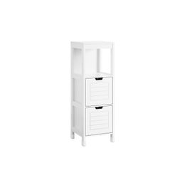 sobuy Badunterschrank mit 2 Schubladen Wei&szlig; 30x30x90cm Rustikal