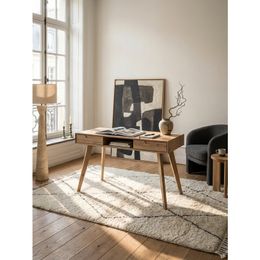 KADIMA DESIGN Schreibtisch &ndash; Eiche-Dekor, 120x55x77 cm, Stauraum, Skandinavischer Stil, Massivholzbeine