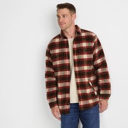 LANDS' END Hemdjacke aus geb&uuml;rstetem Flanell und Stepp f&uuml;r Herren, Herren, size: regular, Braun, Woll-Mischung/Polyester-Mischung, by Lands' End