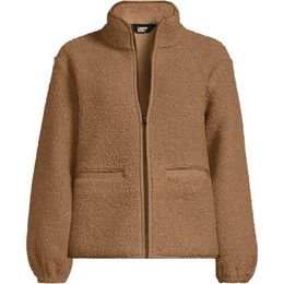 LANDS' END Boucl&eacute;-Fleecejacke in Plus-Gr&ouml;&szlig;e, Damen, size: plus, Braun, Polyester, by Lands' End