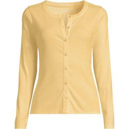 LANDS' END Rippshirt mit durchgehender Knopfreihe f&uuml;r Damen in Plus-Gr&ouml;&szlig;e, Damen, size: plus, Gelb, Elasthan/Baumwoll-Mischung, by Lands' End