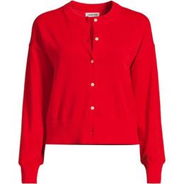 LANDS' END Kurzer Feinstrick-Cardigan aus Baumwolle f&uuml;r Damen in Plus-Gr&ouml;&szlig;e, Damen, size: plus, Rot, Baumwolle, by Lands' End