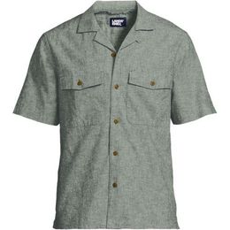 LANDS' END Kurzarmhemd aus Baumwoll-/Leinenmix f&uuml;r Herren, Herren, size: regular, Gr&uuml;n, Leinen/Baumwoll-Mischung, by Lands' End