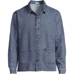 LANDS' END Soft Comfort Hemdjacke im Leinenmix f&uuml;r Herren, Herren, size: regular, Blau, Baumwolle/Leinen/Baumwoll-Mischung, by Lands' End