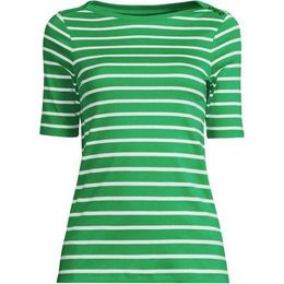 LANDS' END Supima-Shirt aus Baumwolle mit U-Boot-Ausschnitt in Petite-Gr&ouml;&szlig;e f&uuml;r Damen, Damen, size: petite, Gr&uuml;n, Baumwolle, by Lands' End