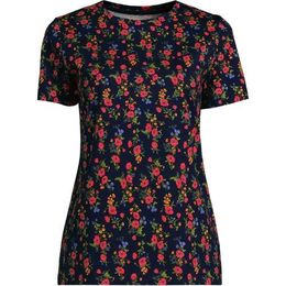 LANDS' END Supima Kurzarm-Shirt mit rundem Ausschnitt f&uuml;r Damen in Petite-Gr&ouml;&szlig;e, Damen, size: petite, Blau, Baumwolle, by Lands' End