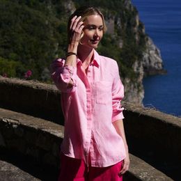 LANDS' END Premium Reinleinen-Bluse f&uuml;r Damen in Petite-Gr&ouml;&szlig;e, Damen, size: petite, Pink, Leinen, by Lands' End
