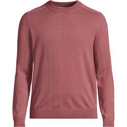 LANDS' END Merino-Rundhalspullover f&uuml;r Herren, Herren, size: regular, Rot, Wolle, by Lands' End