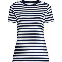 LANDS' END Supima Kurzarm-Shirt mit rundem Ausschnitt f&uuml;r Damen, Damen, size: regular, Blau, Baumwolle, by Lands' End
