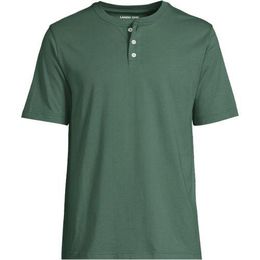LANDS' END Kurzarm-Super-T Henleyshirt f&uuml;r Herren, Herren, size: regular, Blau, Baumwolle, by Lands' End