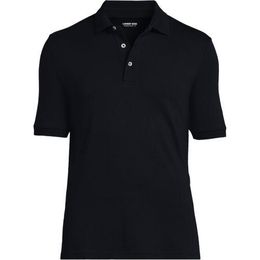 LANDS' END Supima Kurzarm-Polo f&uuml;r Herren, Classic Fit, Herren, size: regular, Schwarz, Baumwolle, by Lands' End